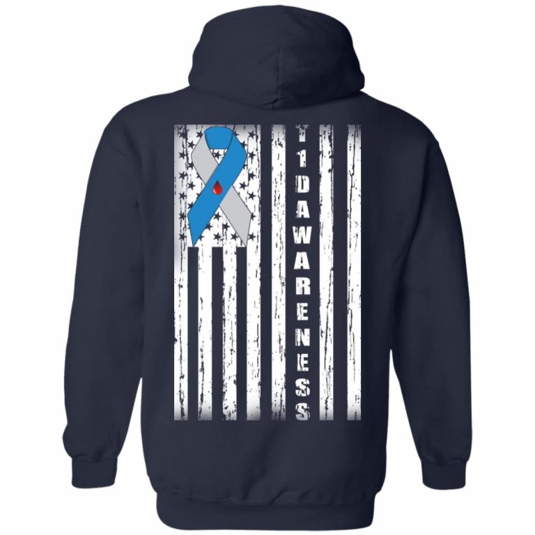 Type 1 Diabetes Awareness Support T1D Flag Ribbon T-Shirts, Hoodies